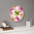 Bright Frangipani/ Plumeria flowers Large Clock | Zazzle