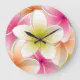 Bright Frangipani/ Plumeria flowers Large Clock | Zazzle