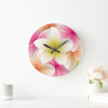 Bright Frangipani/ Plumeria flowers Large Clock | Zazzle