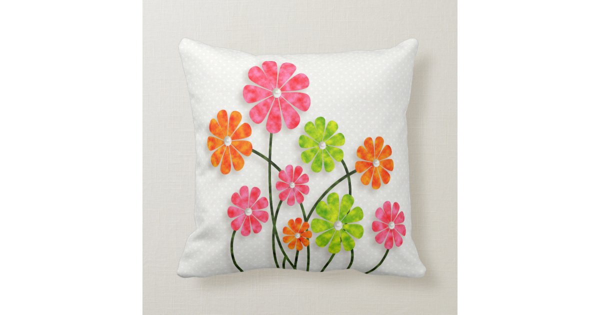 Bright Fun Flowers (3) Throw Pillow | Zazzle.com
