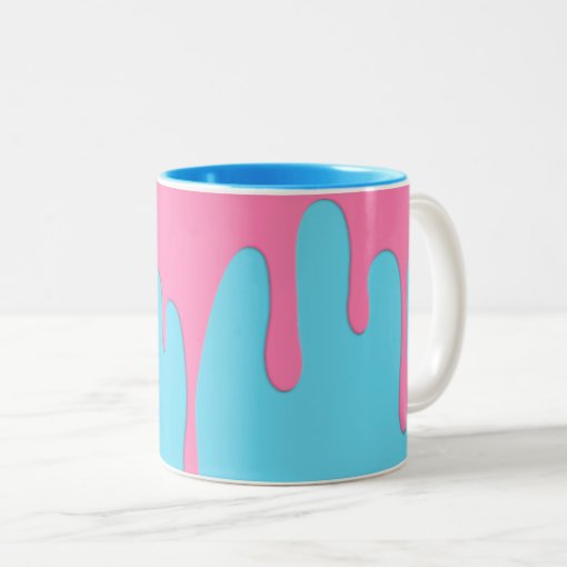 Bright Fun Neon Pink Paint Drip Two-Tone Coffee Mug | Zazzle
