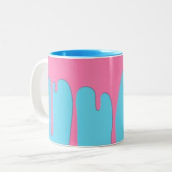 Bright Fun Neon Pink Paint Drip Two-Tone Coffee Mug | Zazzle