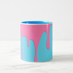 Bright Fun Neon Pink Paint Drip Two-Tone Coffee Mug | Zazzle