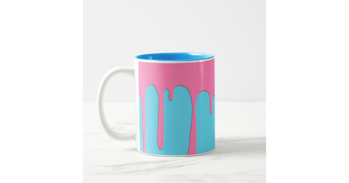 Bright Fun Neon Pink Paint Drip Two-Tone Coffee Mug | Zazzle