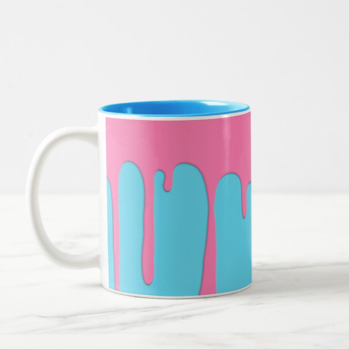 Bright Fun Neon Pink Paint Drip Two-Tone Coffee Mug | Zazzle.com