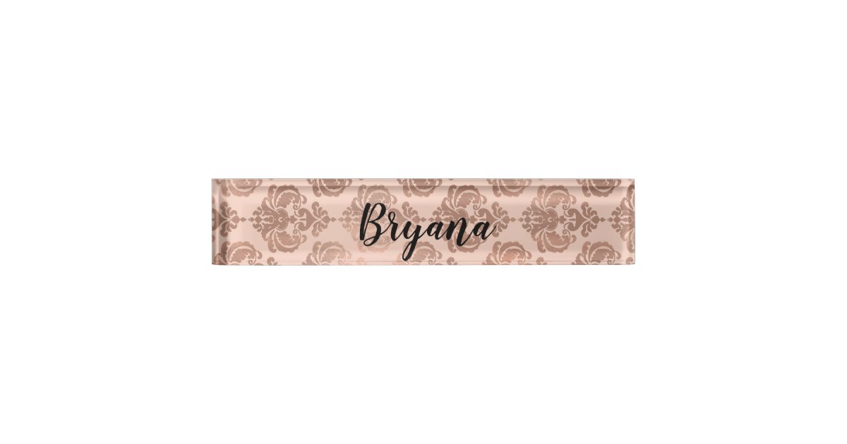 Bright Fun Pink Tropical Summer Palm Leaves Desk Name Plate | Zazzle