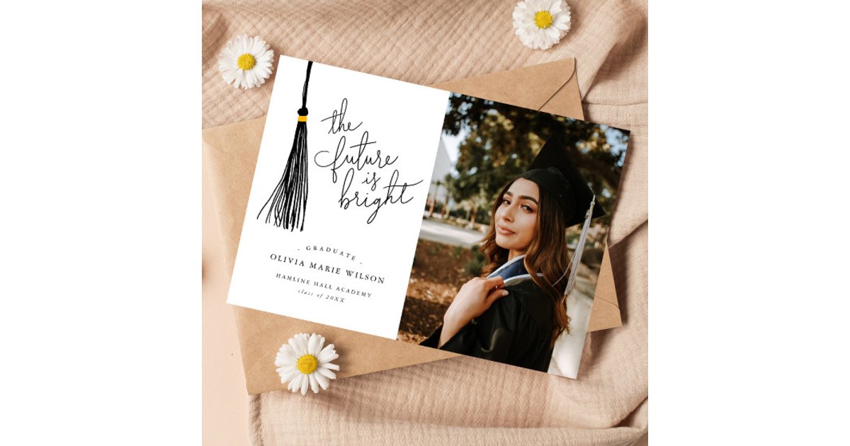 Bright Future Black Tassel Graduation Announcement | Zazzle