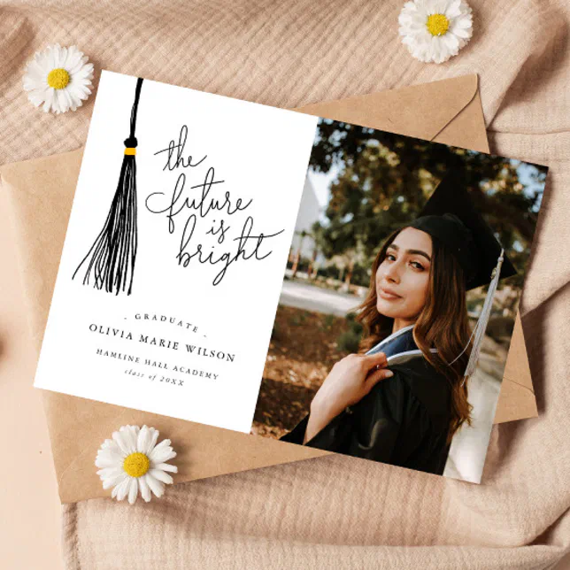 Bright Future Black Tassel Graduation Announcement | Zazzle