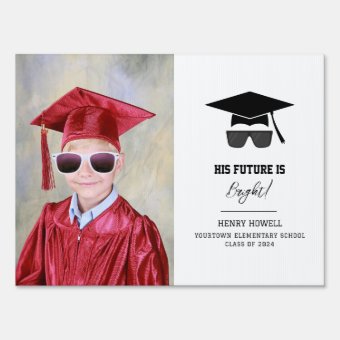 Bright Future Boy Photo Graduation Announcement Sign | Zazzle