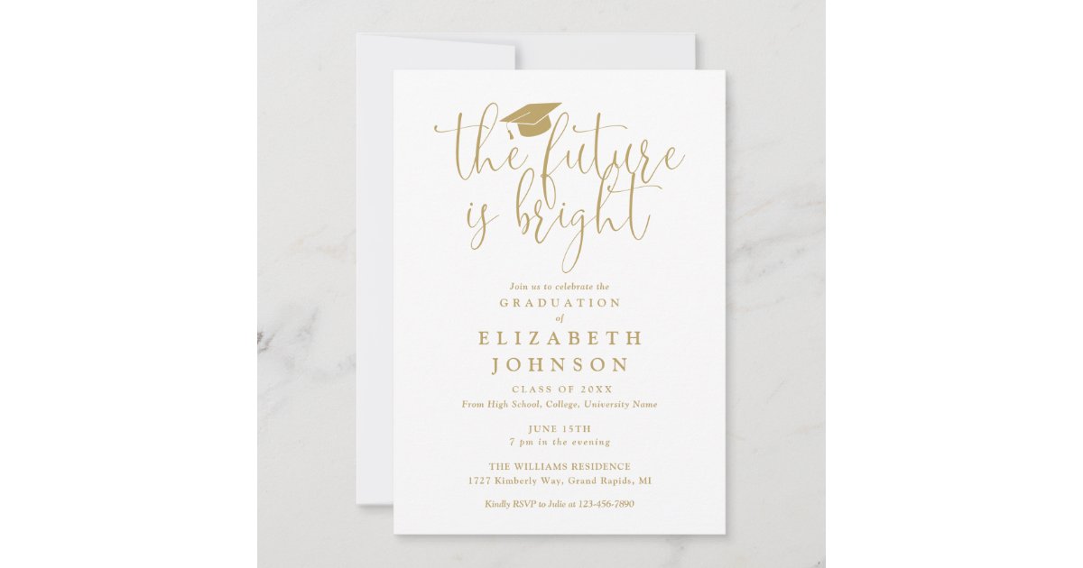 Bright Future Elegant Gold Script Graduation Party Invitation | Zazzle