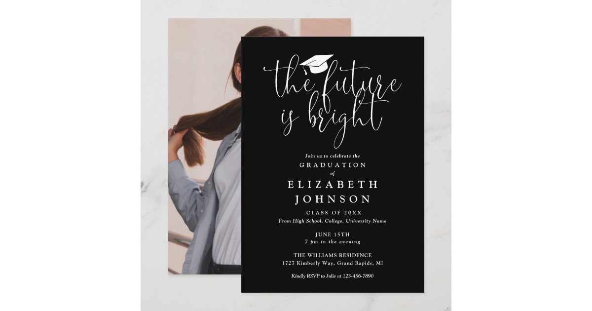 Bright Future Script Photo Graduation Party Invitation | Zazzle
