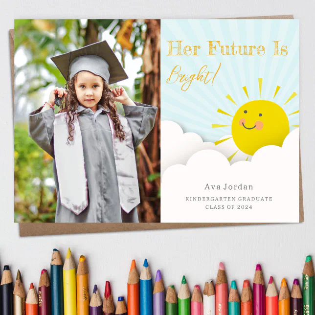 Bright Future Sunshine Graduation Photo Invitation | Zazzle