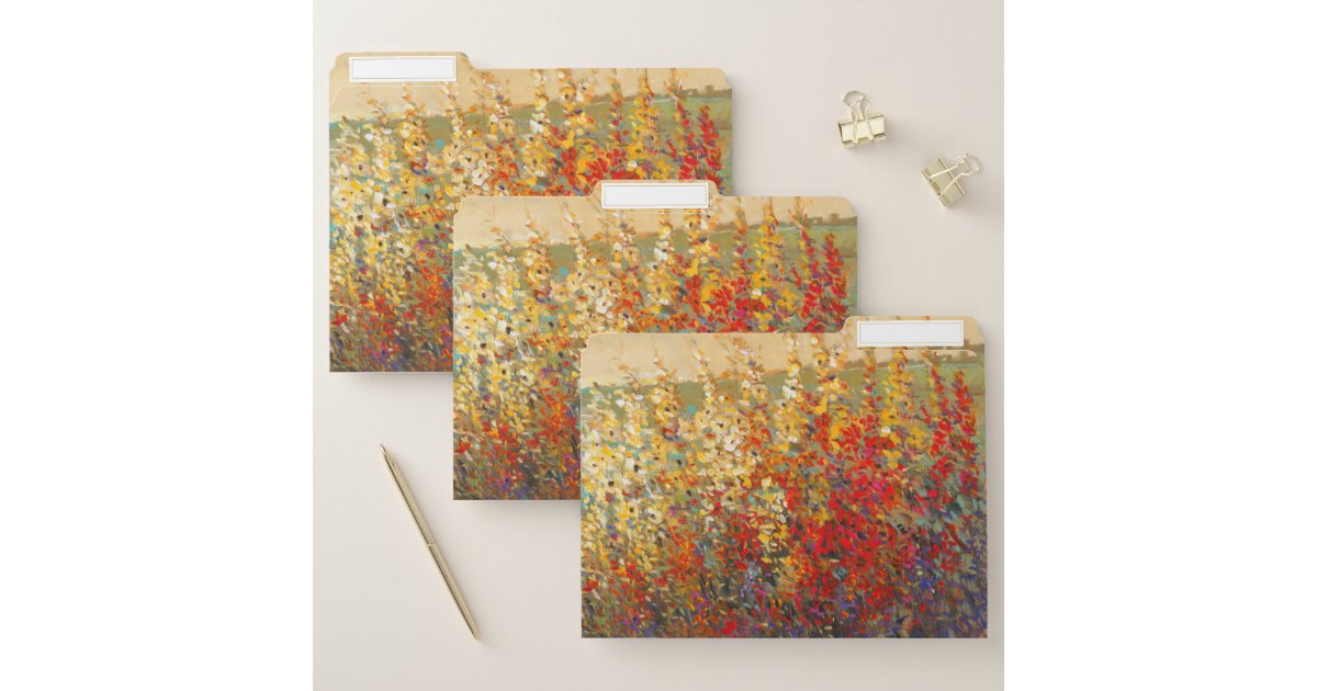Bright Garden Mural of Spring Wildflowers File Folder | Zazzle