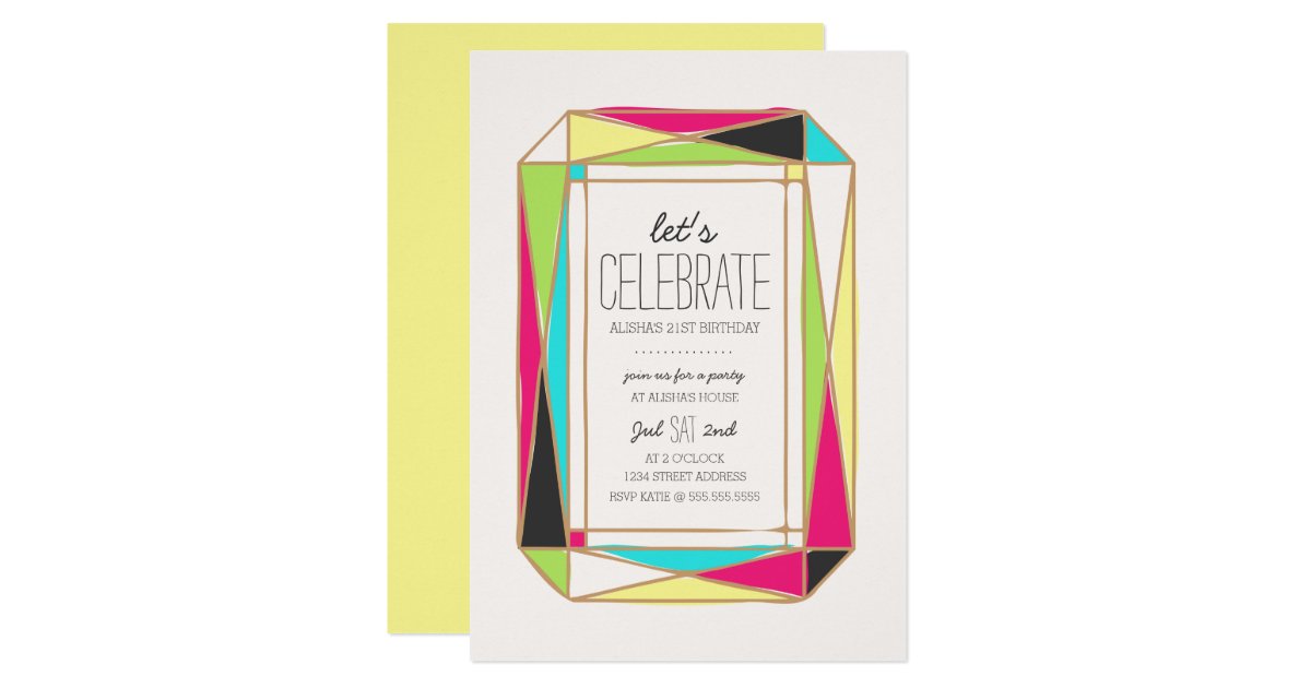 Bright Gem Birthday Party Invitation | Zazzle.com