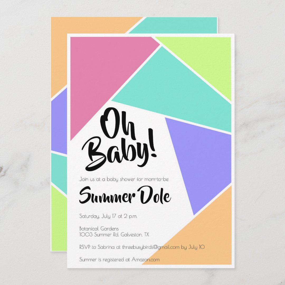 Bright Geometric Baby Shower Invitations | Zazzle
