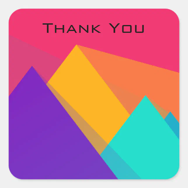 Bright Geometric Triangles and Pyramids Thank You Square Sticker | Zazzle