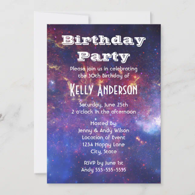 Bright Glowing Galaxy in Outer Space Invitation | Zazzle