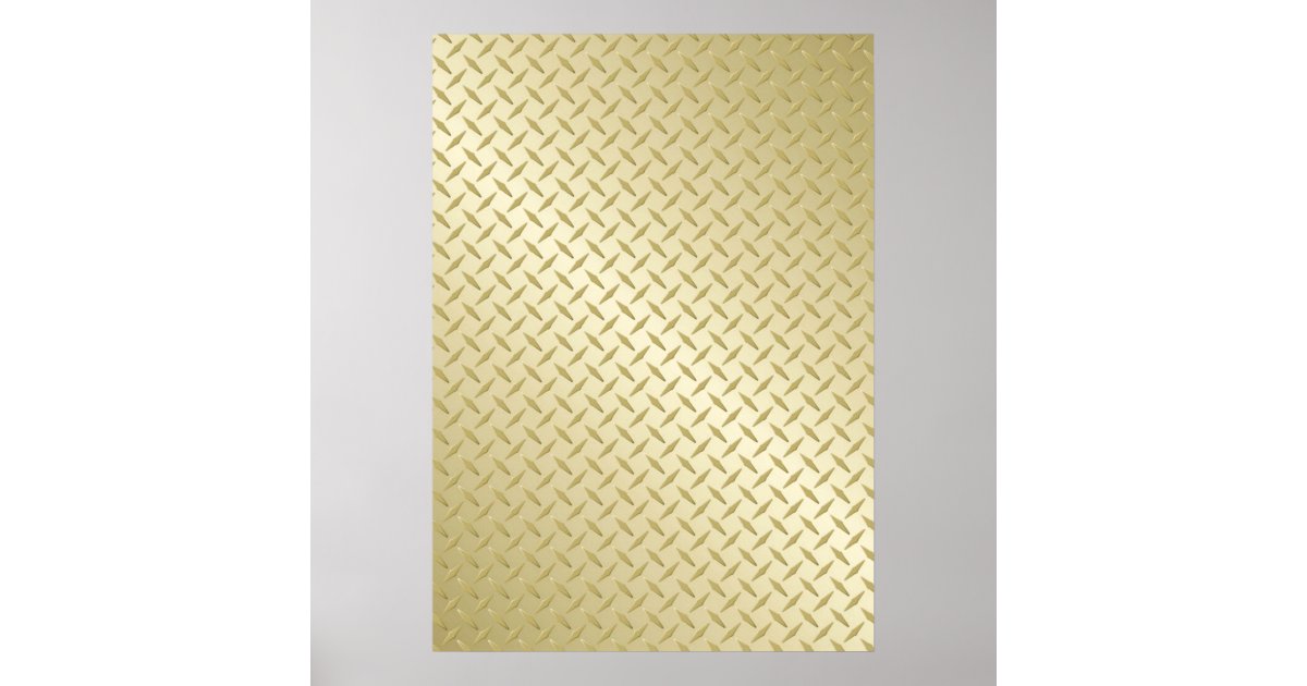 Bright Gold Diamond-Plate Pattern Poster | Zazzle
