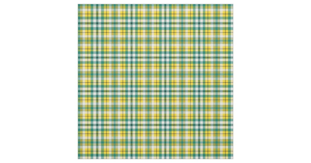 Bright Green and Yellow Gold Sporty Plaid Fabric | Zazzle