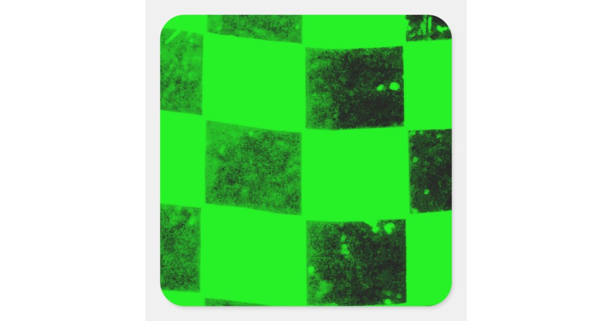 Bright Green Checkered Flag Square Sticker | Zazzle.com