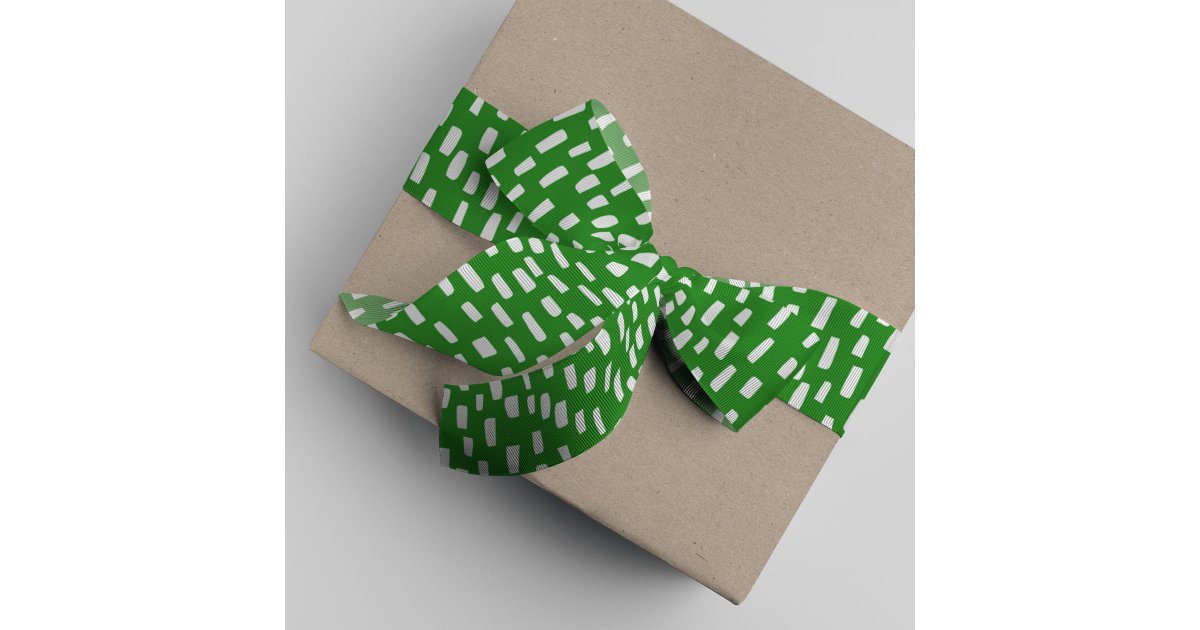 Bright Green Dashing Grosgrain Ribbon | Zazzle