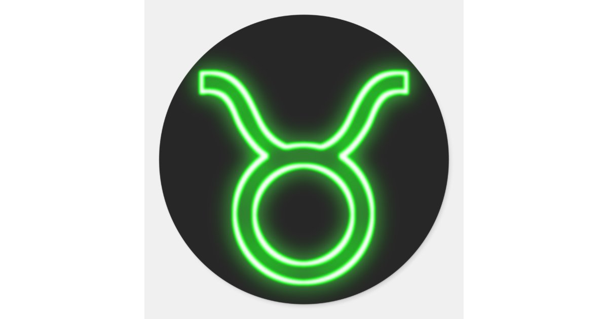 Bright Green Neon - Taurus the Bull Star Sign Classic Round Sticker ...