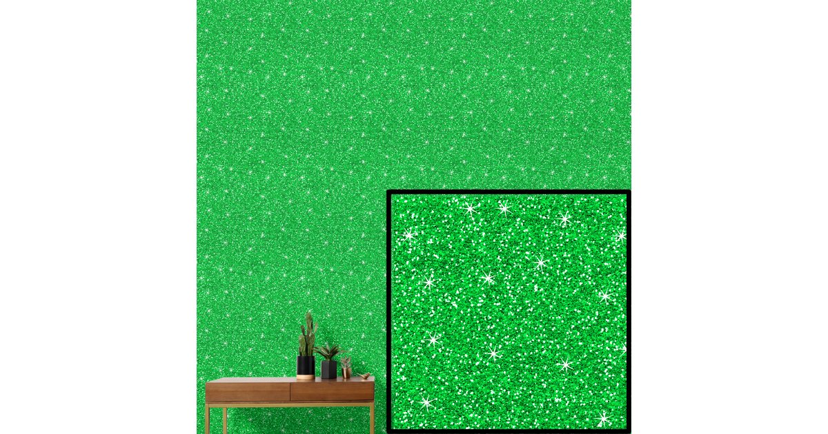 Bright Green with Sparkle Stars Wallpaper | Zazzle
