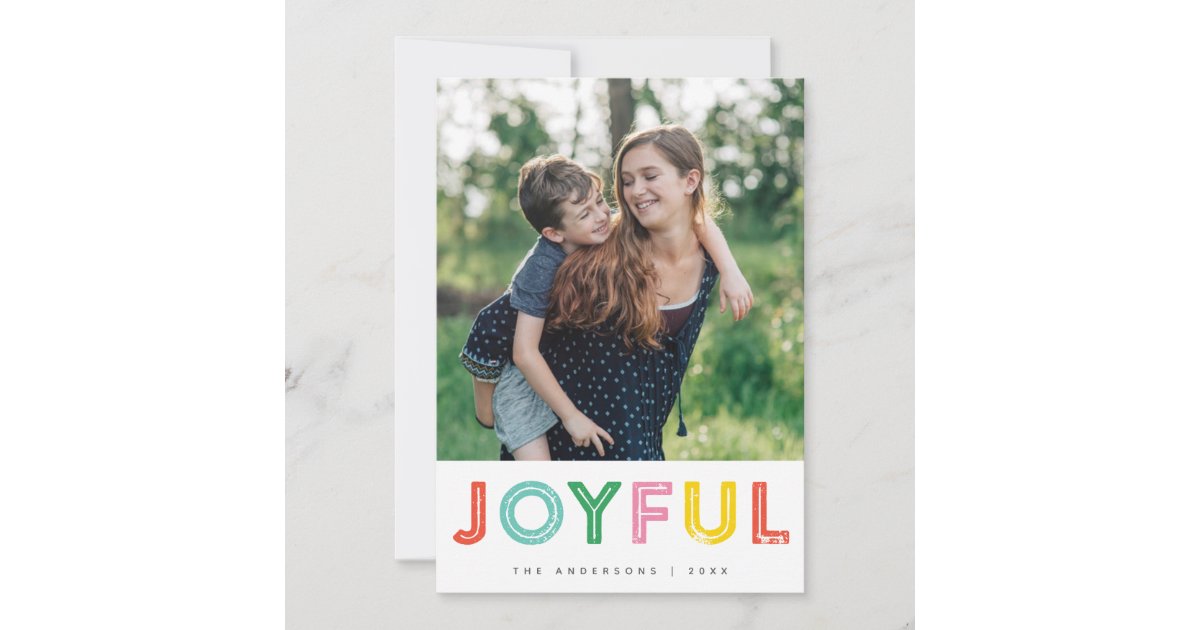 Bright, Happy, and Joyful Holiday Photo Card | Zazzle