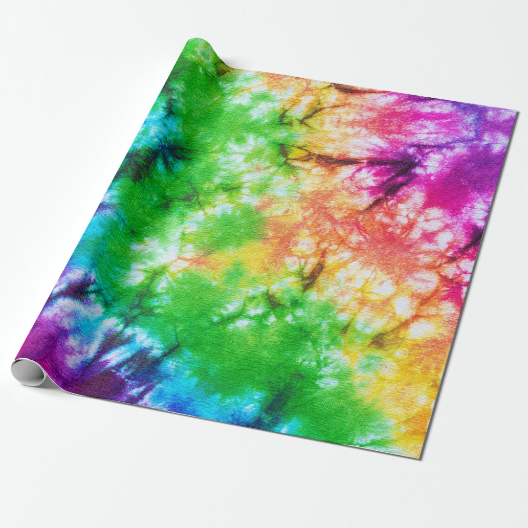 bright happy colorful groovy tie dye wrapping paper | Zazzle