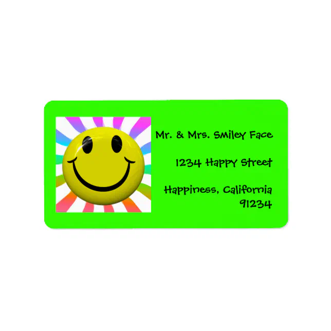 Bright Happy Face Labels | Zazzle