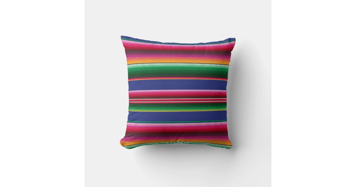 Bright Happy Mexican Serape Print Pillow | Zazzle