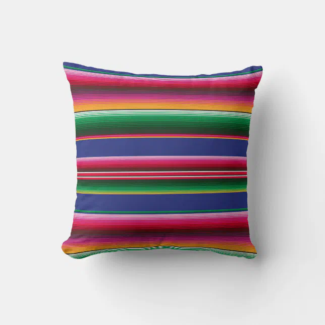 Bright Happy Mexican Serape Print Pillow | Zazzle