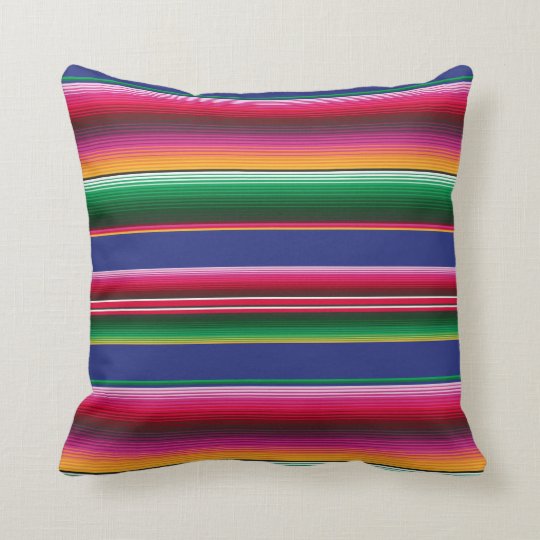 Bright Happy Mexican Serape Print Pillow | Zazzle.com