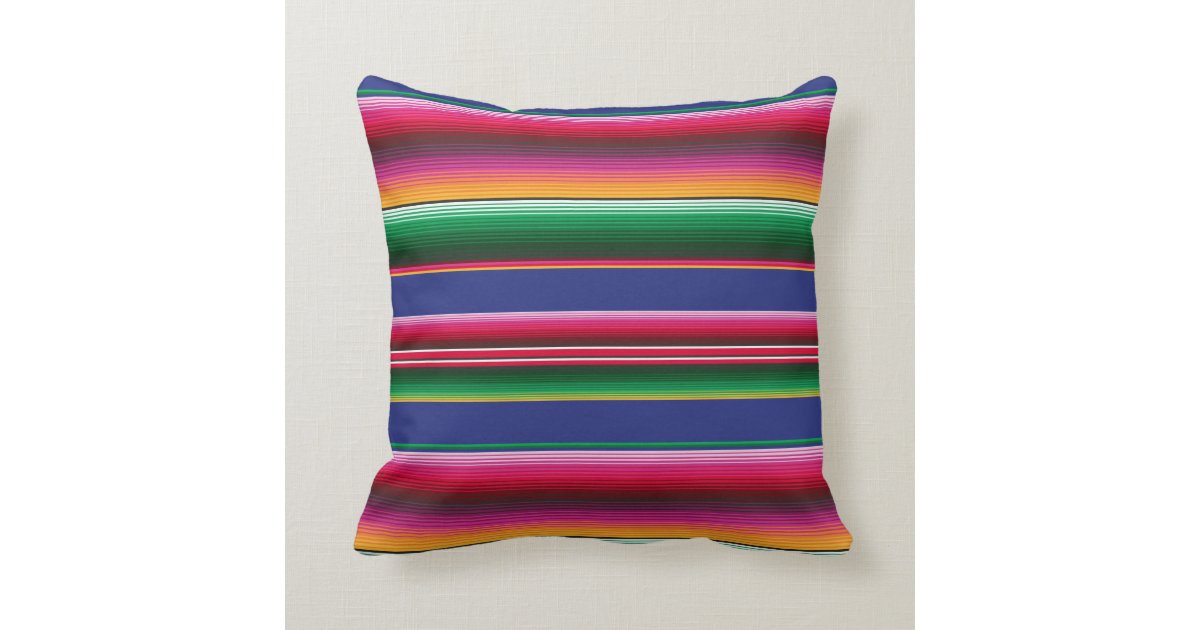 Bright Happy Mexican Serape Print Pillow | Zazzle.com