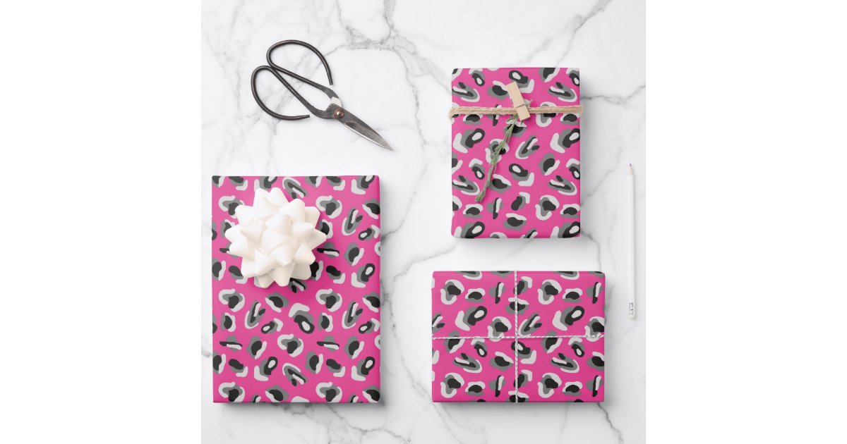 Bright Hot Pink Animal Leopard Print Pattern Wrapping Paper Sheets | Zazzle