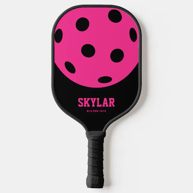 Bright Hot Pink Sporty Custom Pickleball Paddle | Zazzle