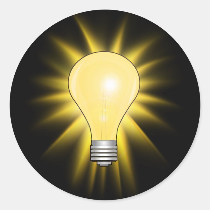 Bright Idea Light Bulb Classic Round Sticker | Zazzle.com