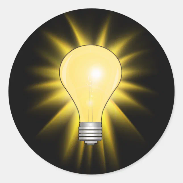 Bright Idea Light Bulb Classic Round Sticker | Zazzle