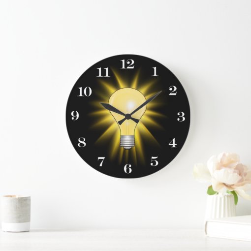 Bright Idea Light Bulb (Removable Numbers) Large Clock | Zazzle
