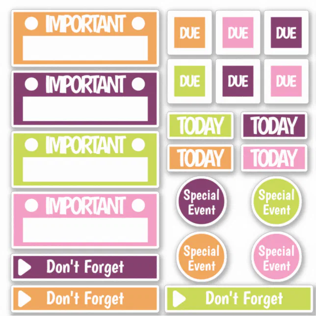Bright Important Reminder Planner Sticker | Zazzle