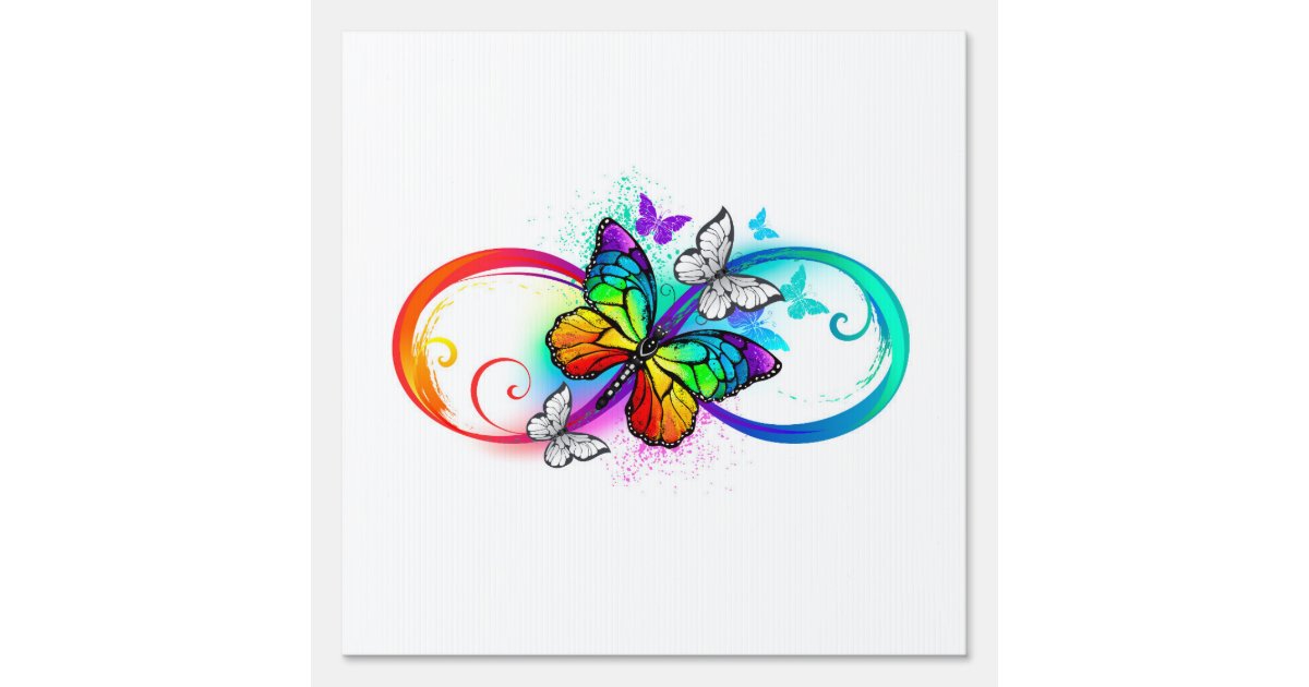 Bright infinity with rainbow butterfly sign | Zazzle