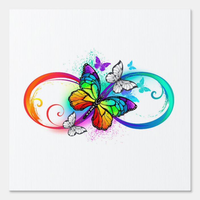Bright infinity with rainbow butterfly sign | Zazzle.com