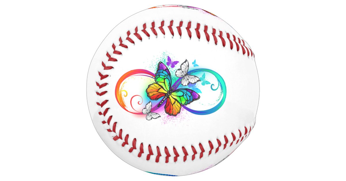 Bright infinity with rainbow butterfly softball | Zazzle