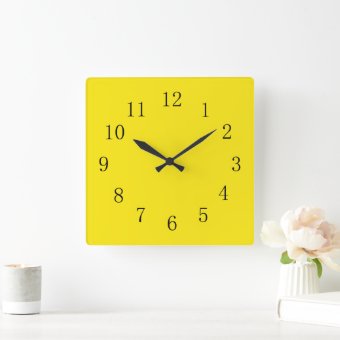 Bright Lemon Yellow Square Wall Clock | Zazzle