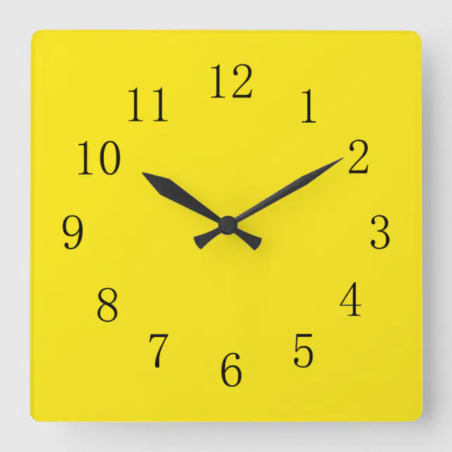 Bright Lemon Yellow Square Wall Clock | Zazzle