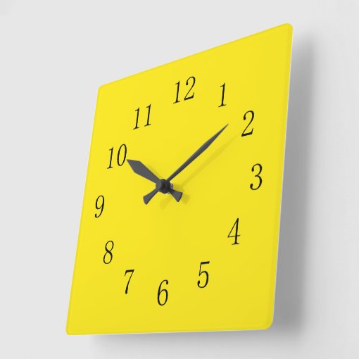 Bright Lemon Yellow Square Wall Clock | Zazzle