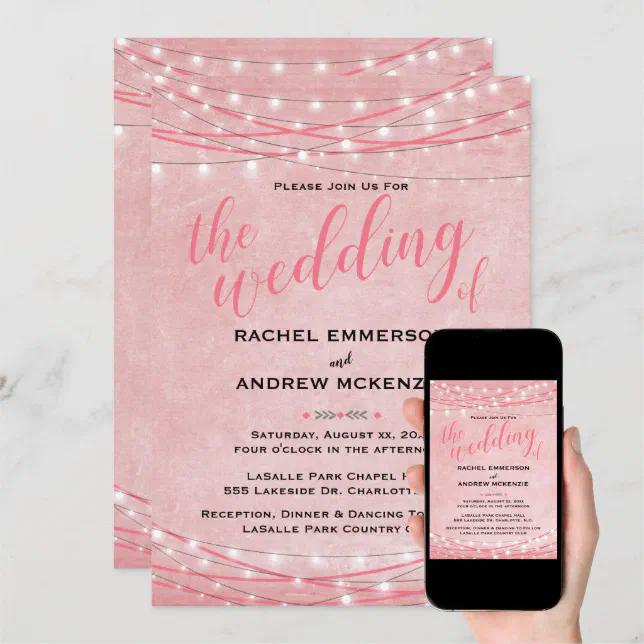 Bright Lights - Wedding Invitation -Shades of Pink | Zazzle