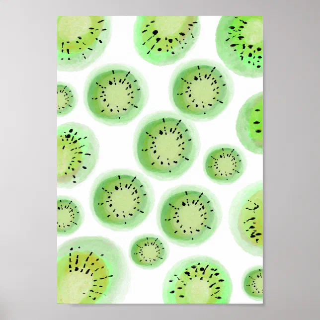 Bright Lime Kiwi Abstract Fruit Pattern Poster | Zazzle