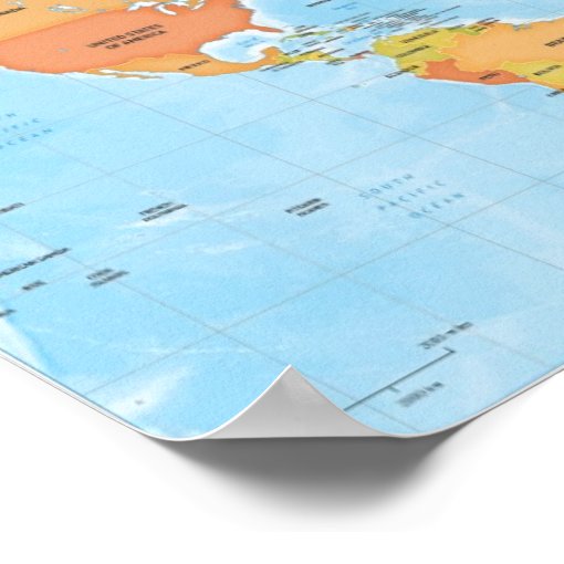 Bright map of the world poster | Zazzle