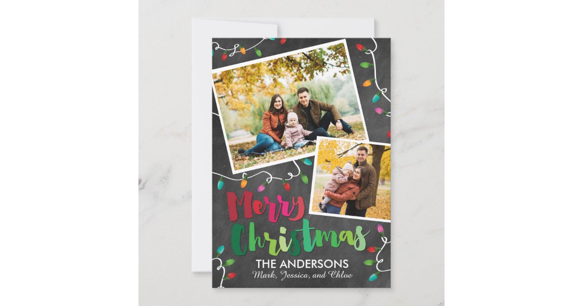 Bright Merry Christmas Lights Holiday Card | Zazzle